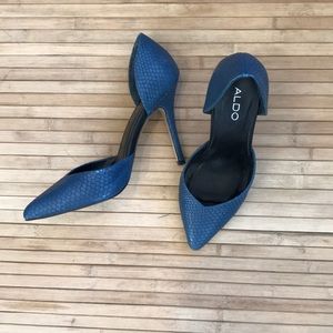 Aldo | Shoes | Snake Skin Print Blue Pumps | Poshmark
